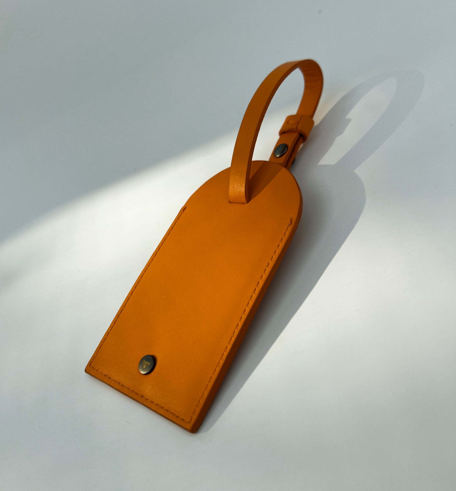 Orange Leather Luggage Tag